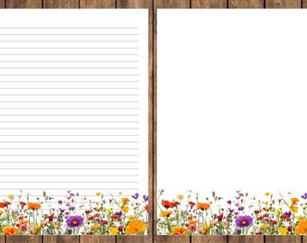 Printable Letter Paper Colorful Flower Garden Patterned - Etsy