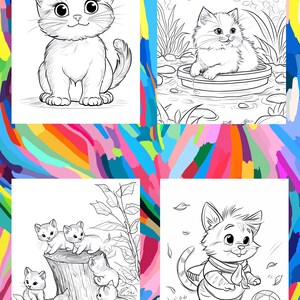 Simple Printable Coloring Book for Kids Cats Themed 22 Pages - Etsy