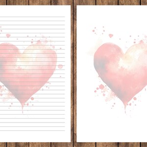 Printable Letter Paper Watercolor Heart Pattern - Etsy