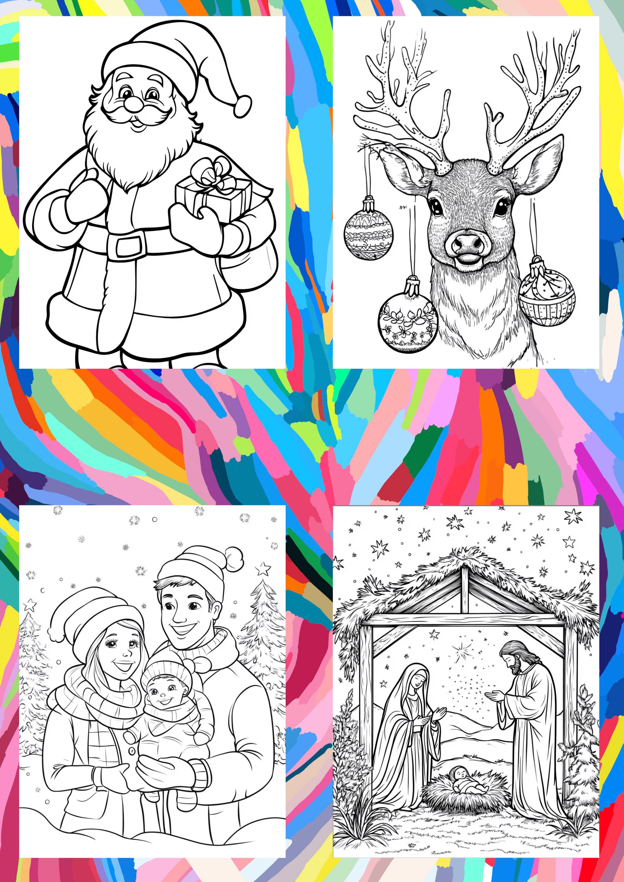 Christmas Themed Coloring Pages Christmas Coloring Book 34 Pages - Etsy