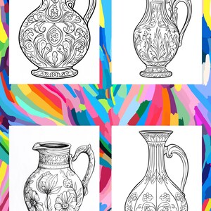 Patterned Nostalgic Water Jug Coloring Pages 19 Pages - Etsy