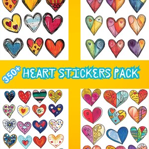 350+ Printable Heart Sticker Pack - Etsy