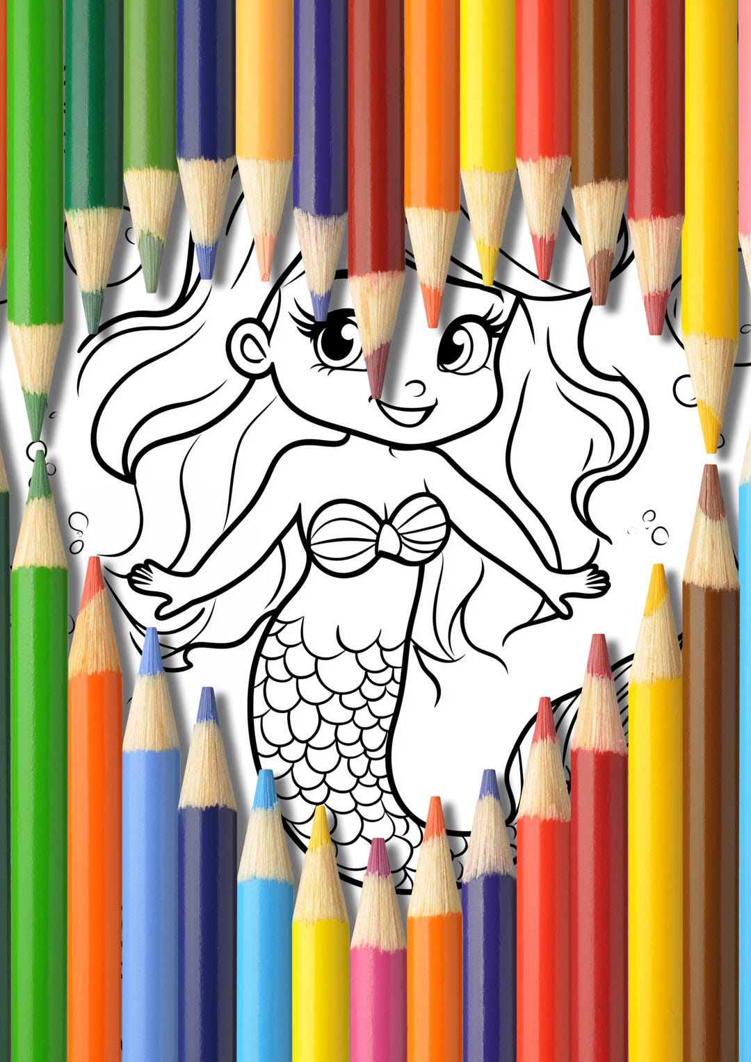 Simple Printable Coloring Pages for Kids Mermaid Themed 9 Pages - Etsy
