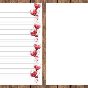Printable Letter Paper Red Heart Pattern - Etsy