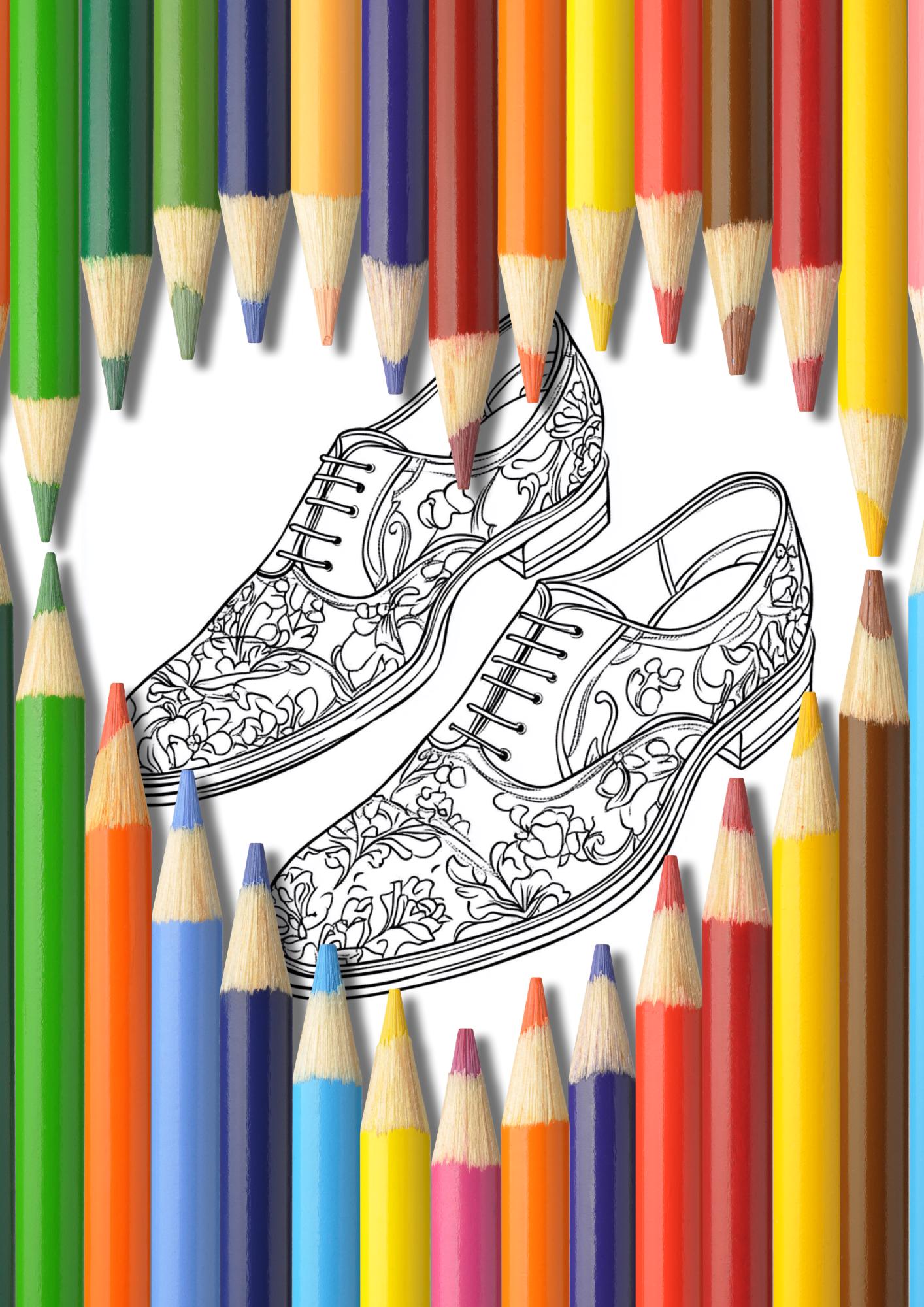 Patterned Shoe Pictures Coloring Pages - 26 Pages - Etsy