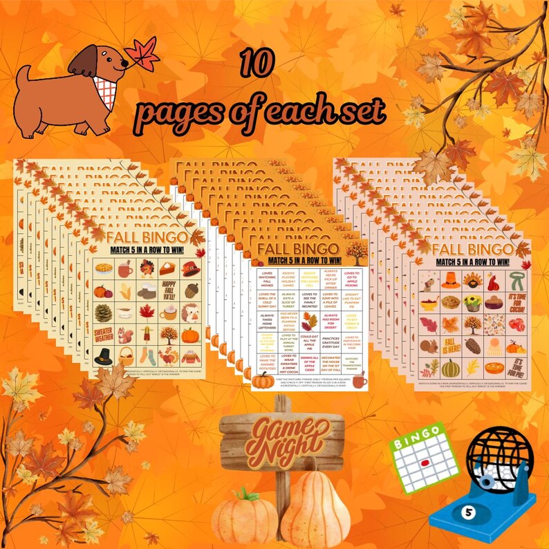 Autumn Celebration Printable Bingo Games - Instant Download for Family ...