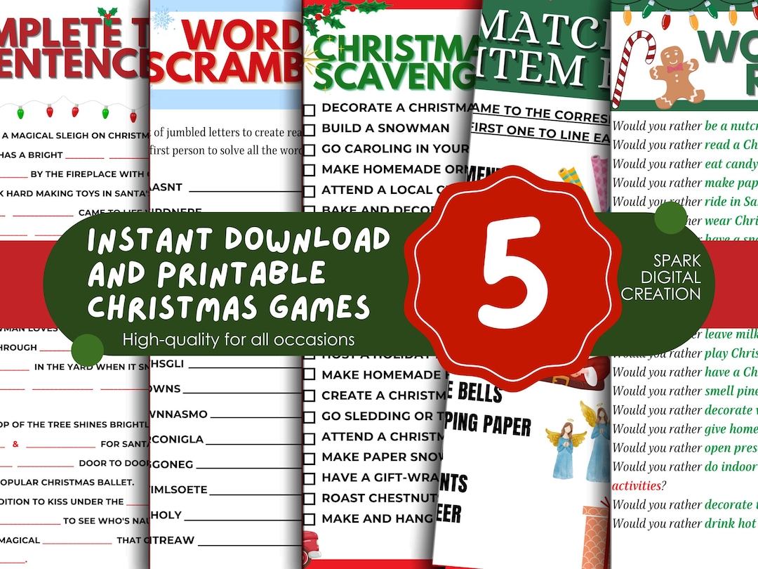 Printable Christmas Party Games: Festive Holiday Activities (digital ...