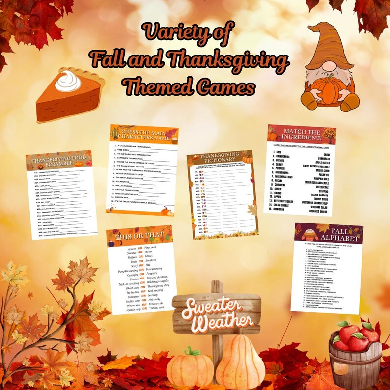 Festive Fall Printable Game Bundle for Cozy Family and Friend ...
