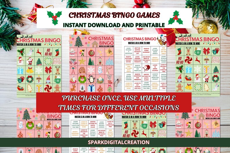 Christmas Bingo Game: Printable Holiday Party Activity (digital ...