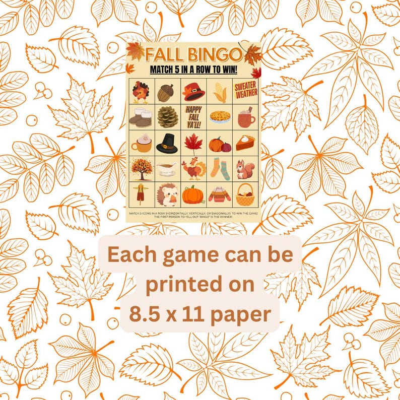 Autumn Celebration Printable Bingo Games - Instant Download for Family ...