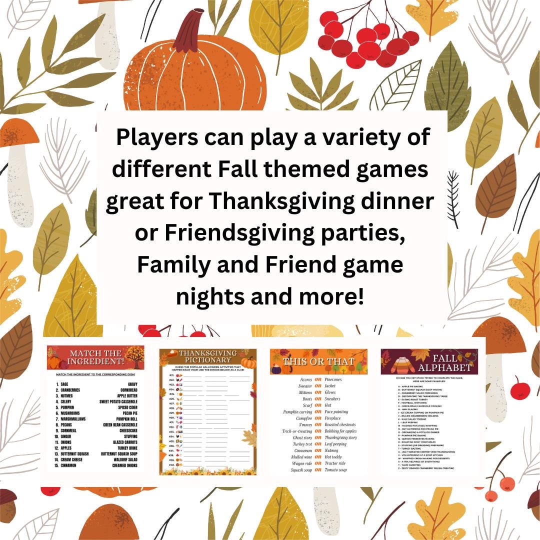 Festive Fall Printable Game Bundle for Cozy Family and Friend ...
