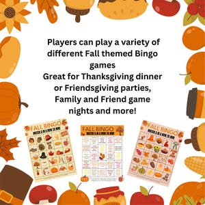 Autumn Celebration Printable Bingo Games - Instant Download for Family ...