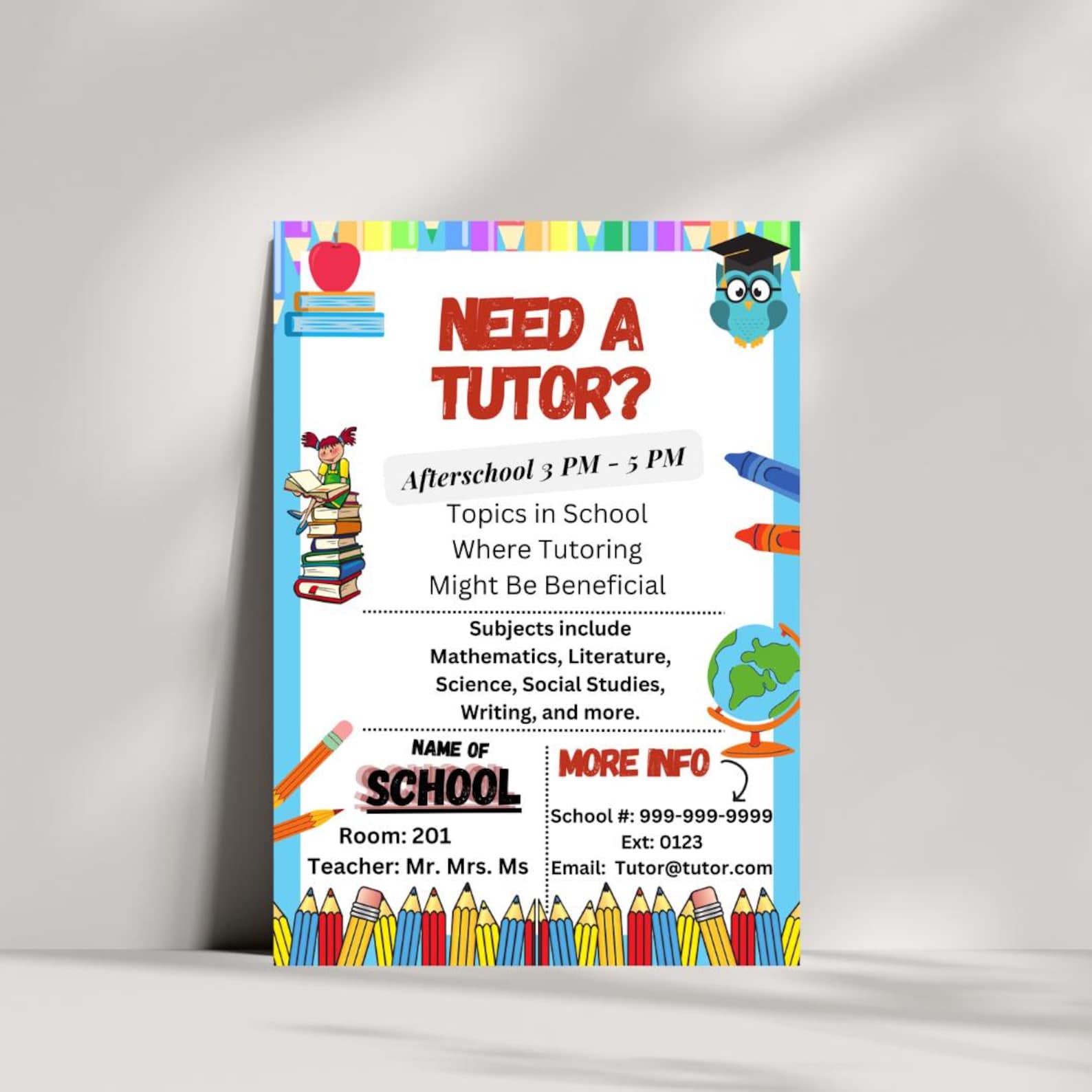 Custom Need a Tutor Flyer | Personalized Tutoring Services ...