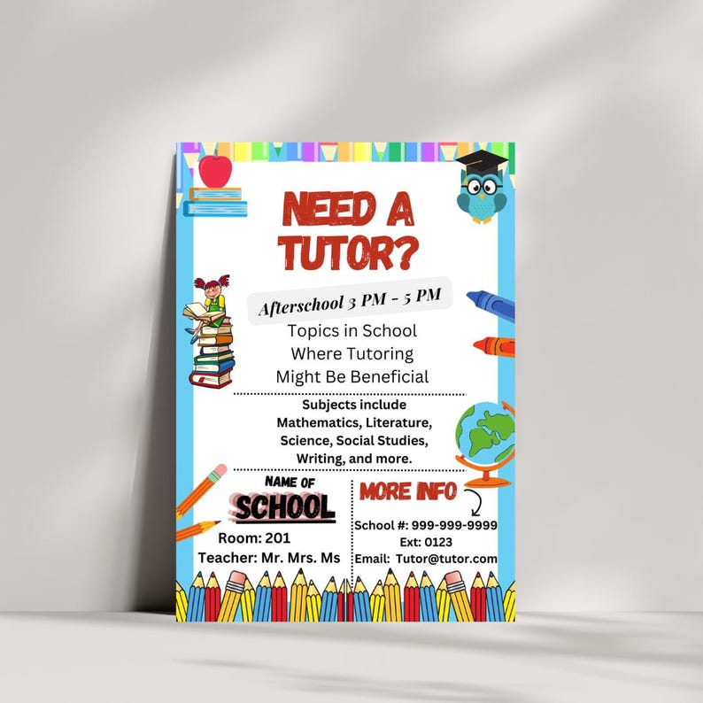 Custom Need a Tutor Flyer | Personalized Tutoring Services ...