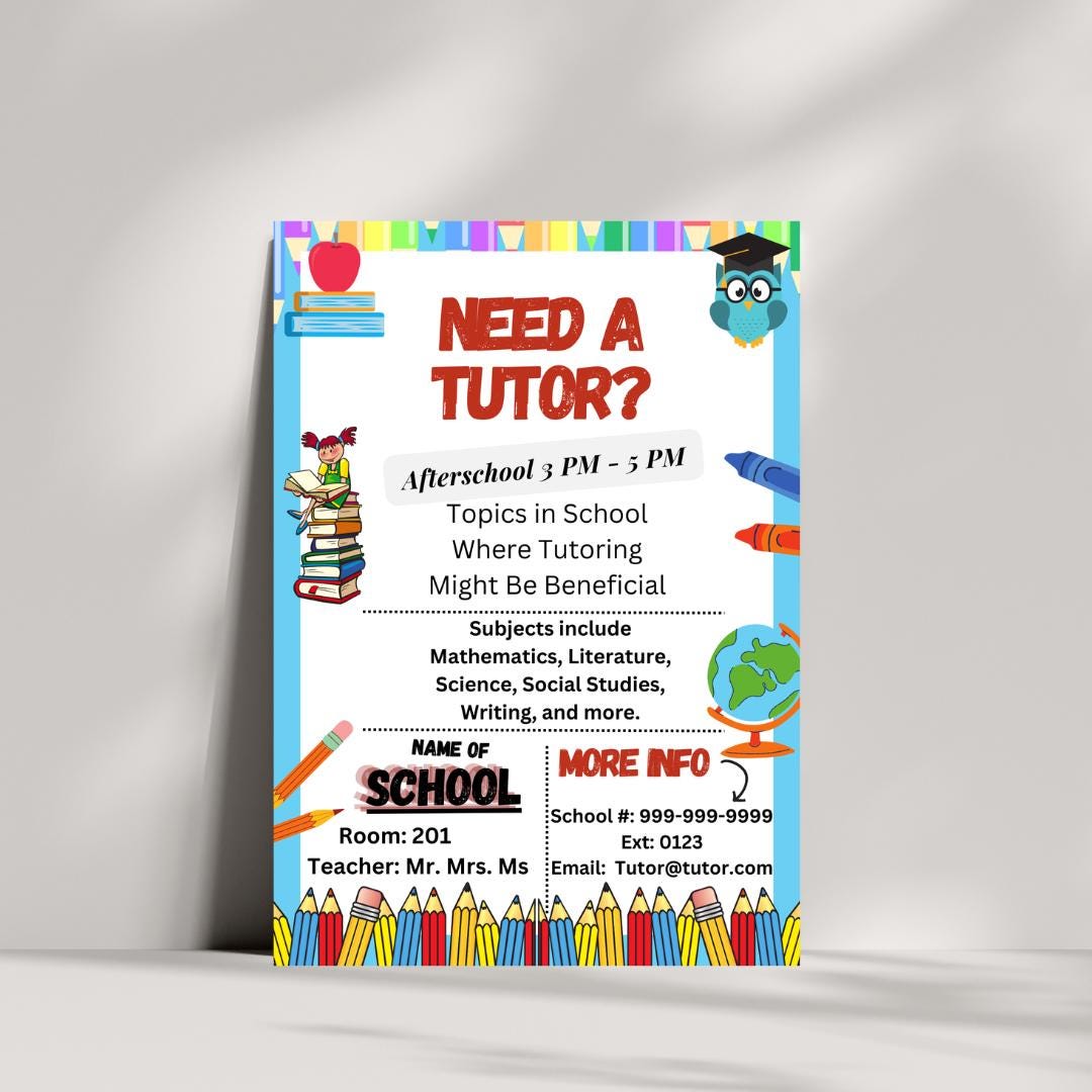 Custom Need a Tutor Flyer | Personalized Tutoring Services ...