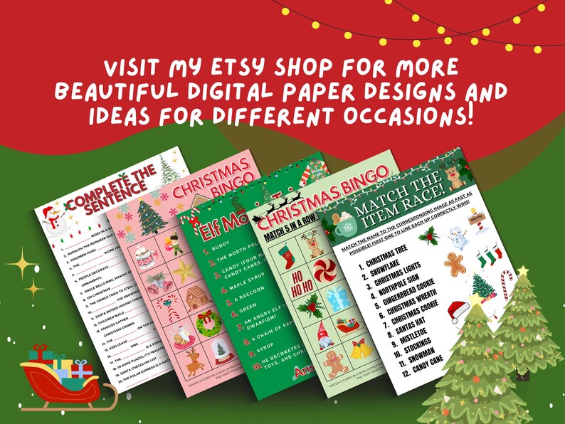 Christmas Bingo Game: Printable Holiday Party Activity (digital ...