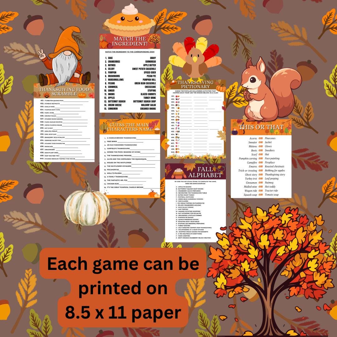 Festive Fall Printable Game Bundle for Cozy Family and Friend ...