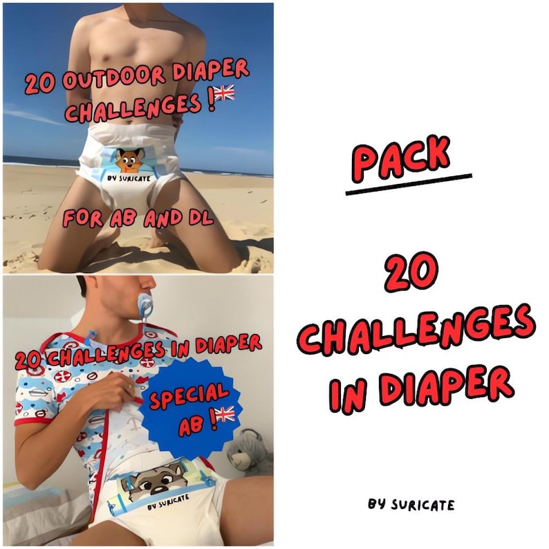 PACK 20 Challenges in Diaper - Etsy