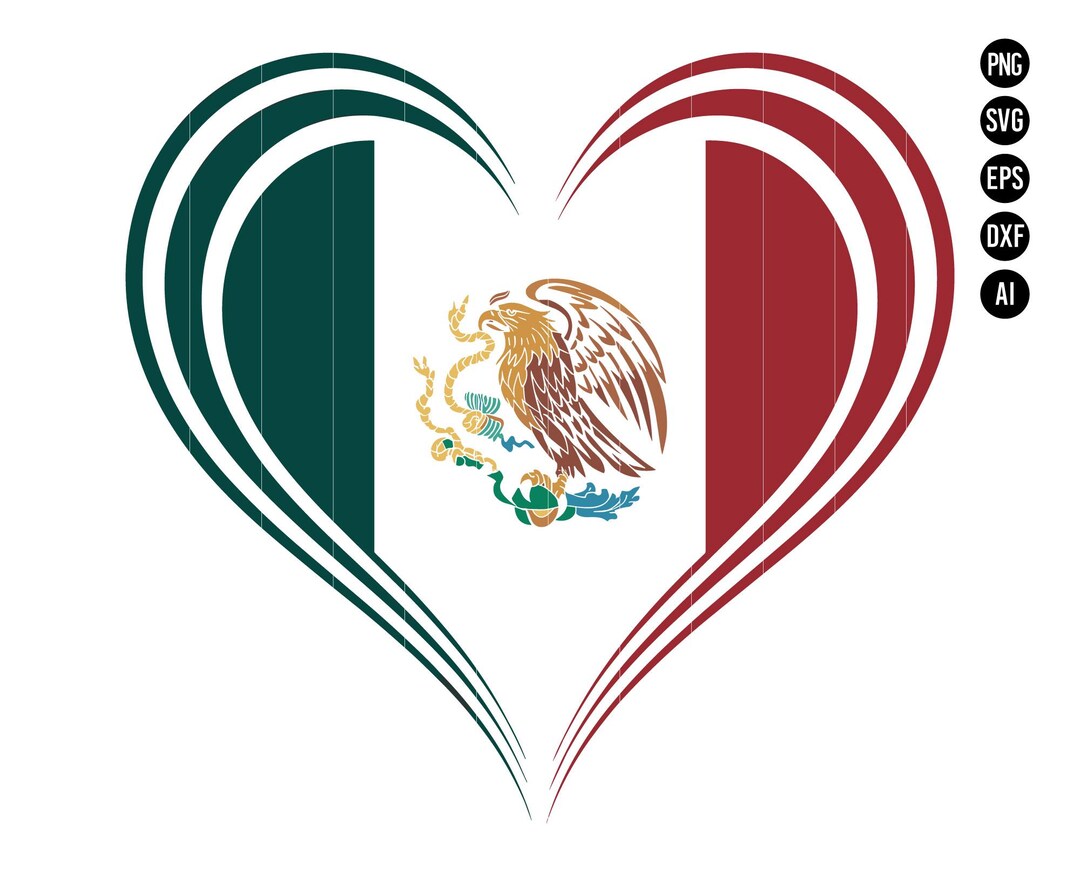 Mexican Flag Heart Shape SVG PNG, Patriotic Mexico Digital Download ...