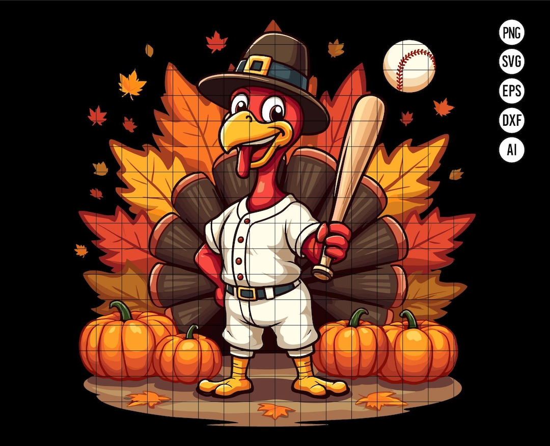 Baseball Turkey SVG PNG, Sports Thanksgiving Design, Unique Clipart for ...