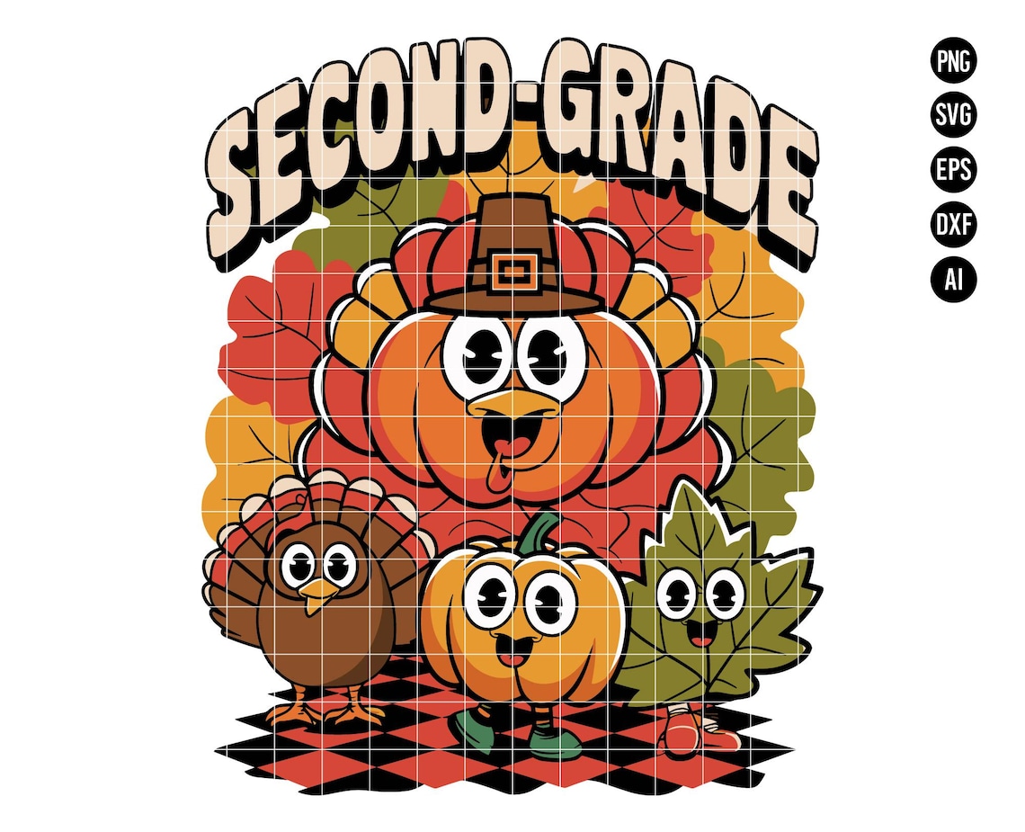 Second Grade Turkey SVG PNG, Cute Thanksgiving School Design, Fun ...