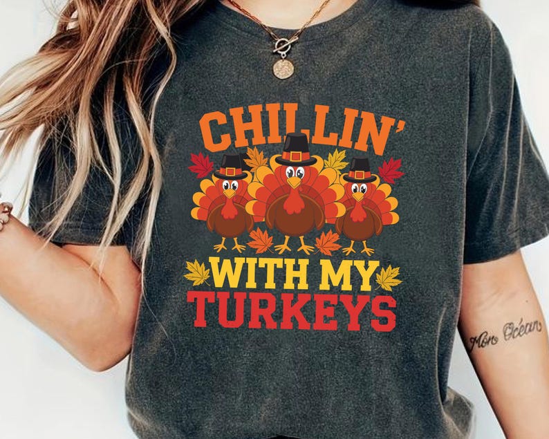 Chillin' With My Turkeys SVG PNG, Funny Thanksgiving Turkey Clipart ...