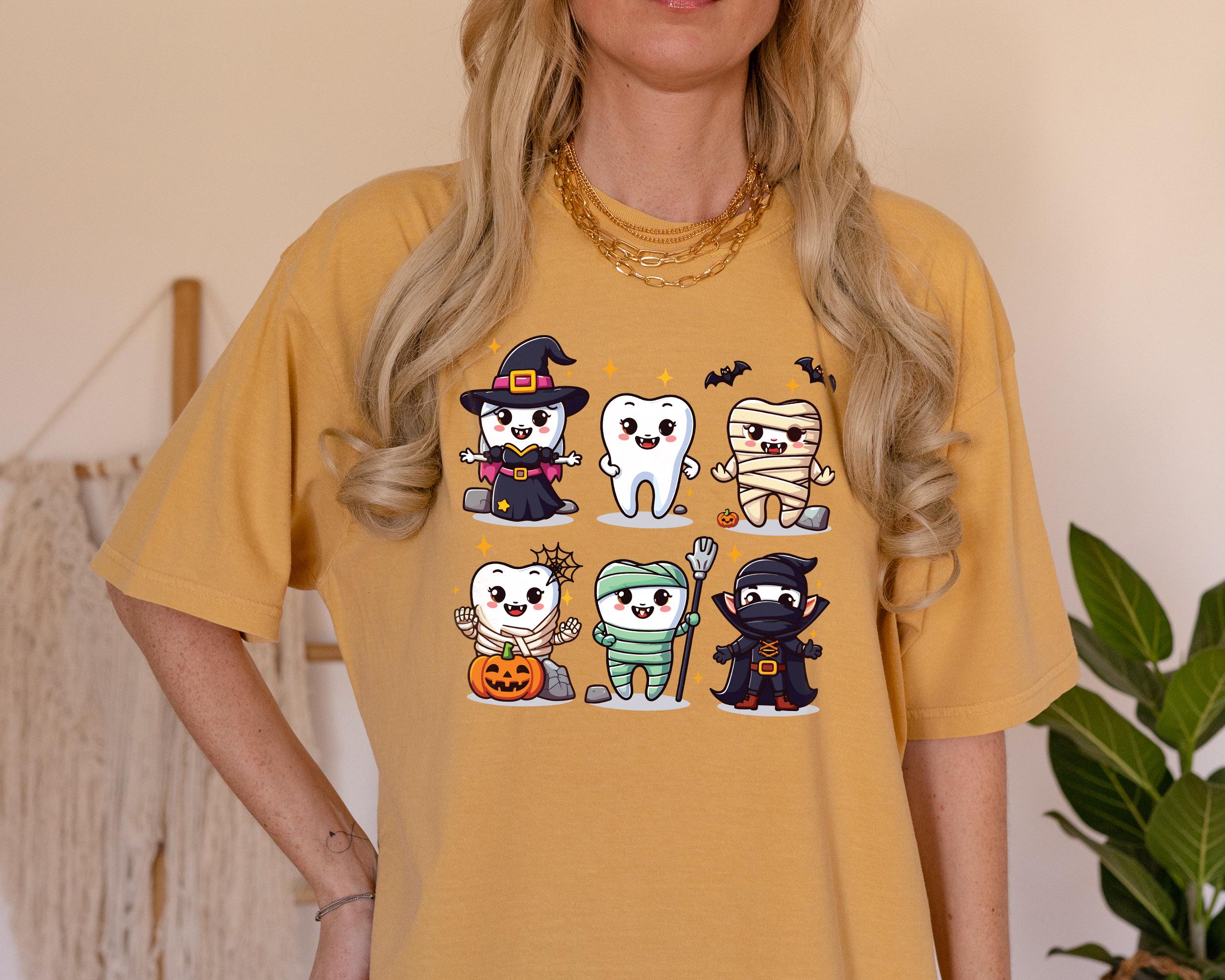 Cute Halloween Tooth Characters SVG PNG, Tooth Halloween Clipart, Witch ...