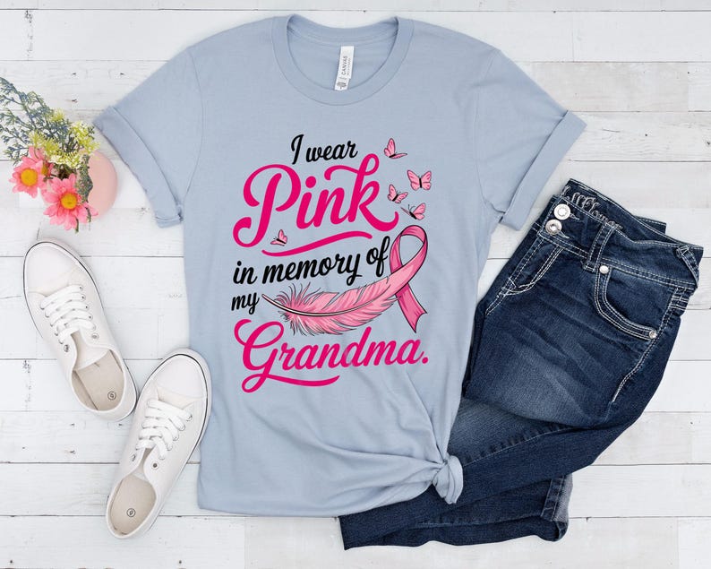 Pink Ribbon in Memory of Grandma SVG PNG, Breast Cancer Awareness ...