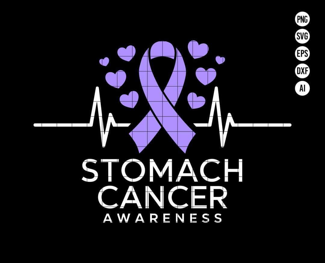Stomach Cancer Awareness SVG PNG, Purple Ribbon Stomach Cancer Clipart ...
