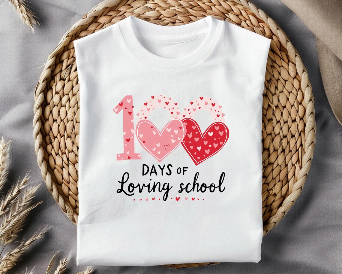 100 Days of Loving School PNG, 100 Days of School SVG, 100 Hearts SVG ...