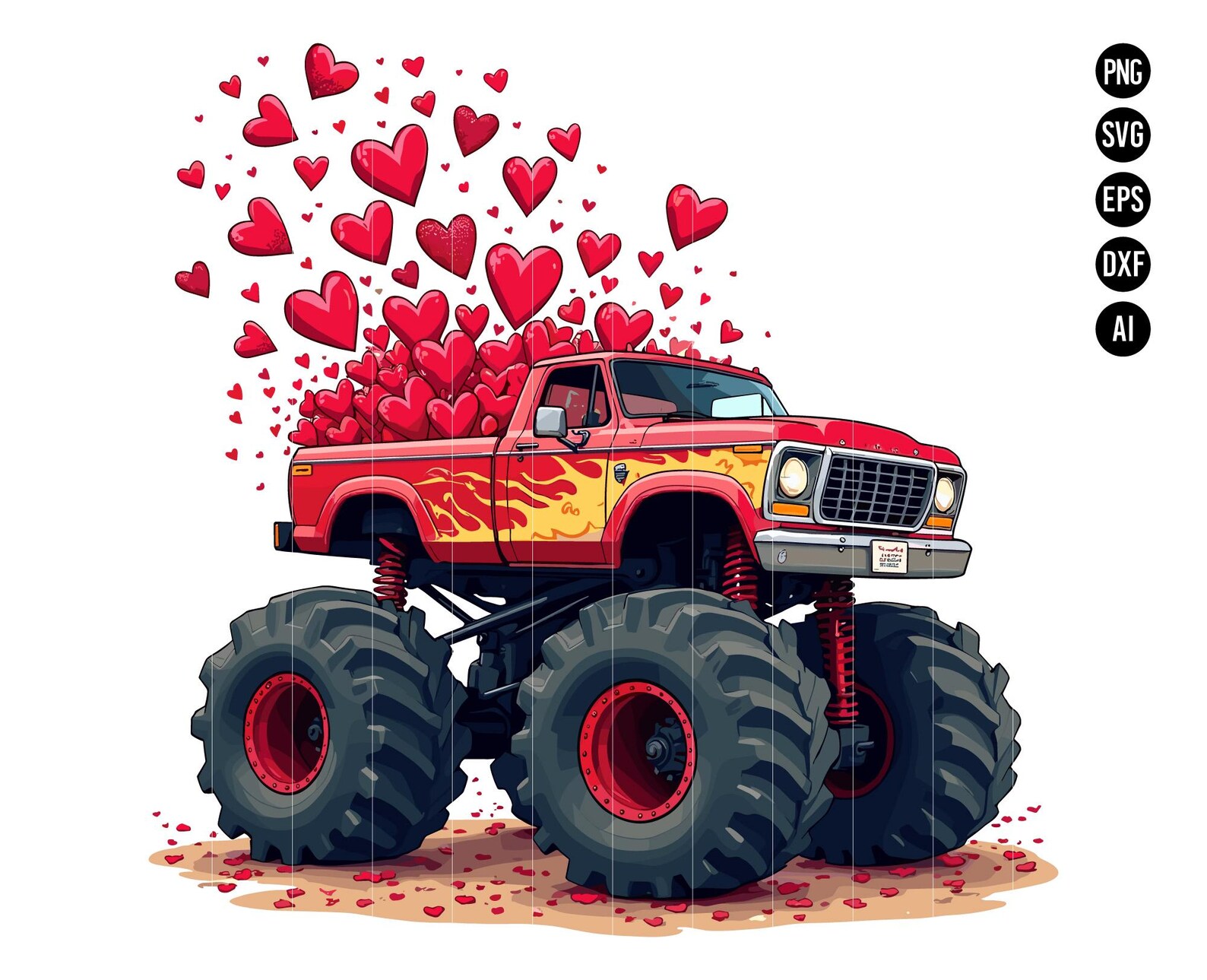 Monster Truck Love SVG, Valentine’s Day Truck PNG, Valentine Monster ...