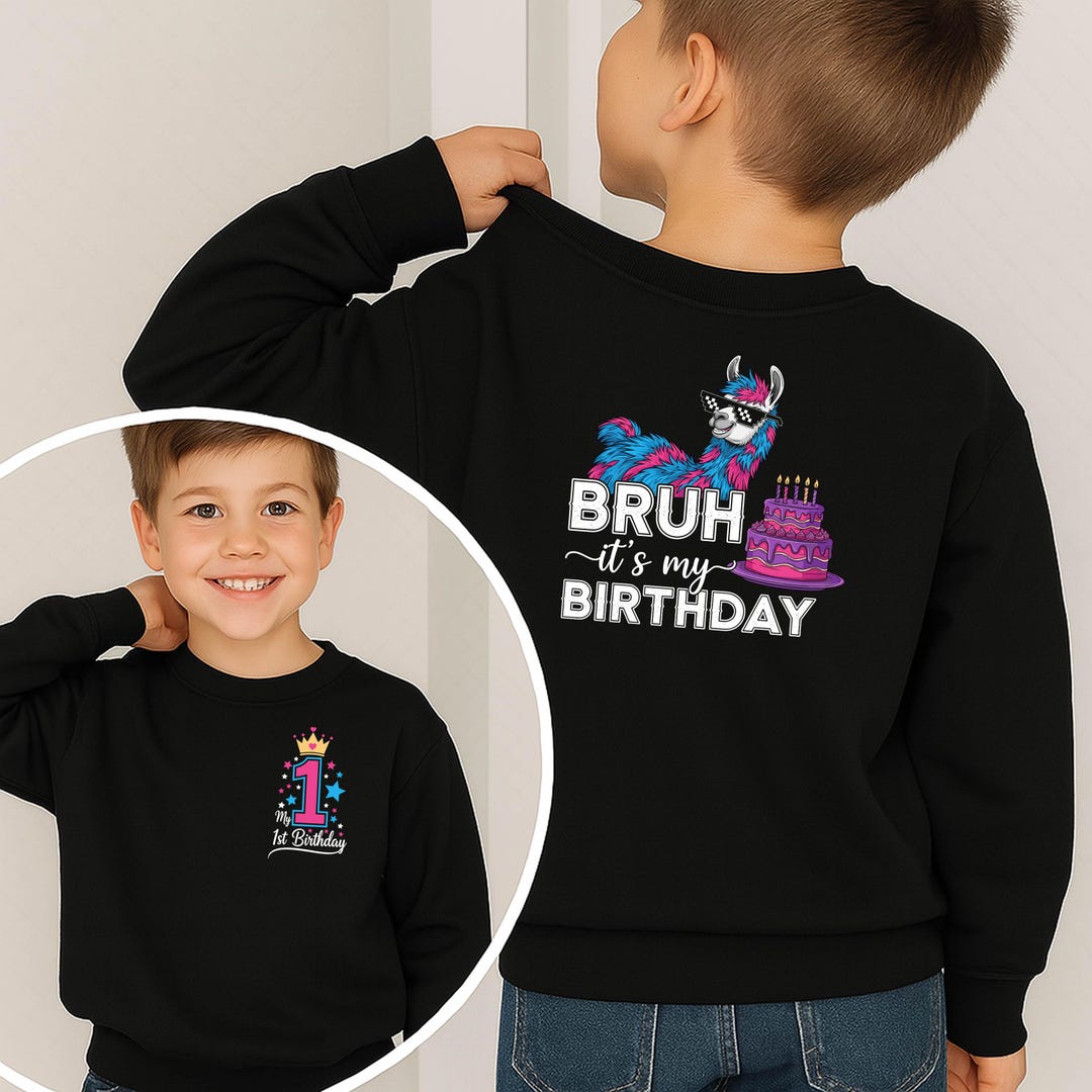 Bruh It’s My 1st Birthday SVG PNG Funny Llama Cake Design for Boys or ...