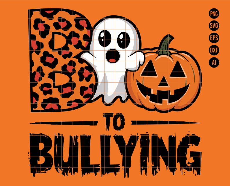 Boo to Bullying Halloween Ghost SVG PNG, Anti-bullying Ghost and ...
