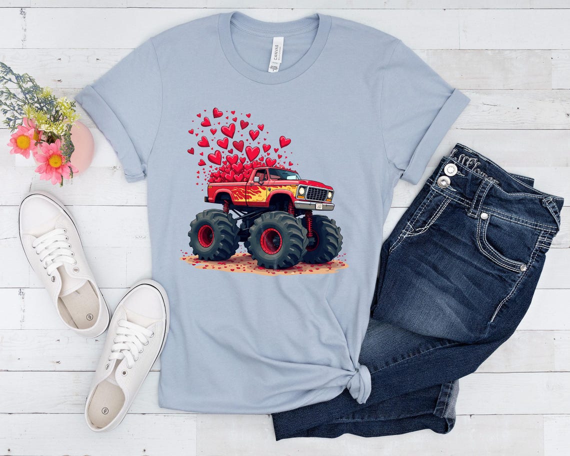 Monster Truck Love SVG, Valentine’s Day Truck PNG, Valentine Monster ...