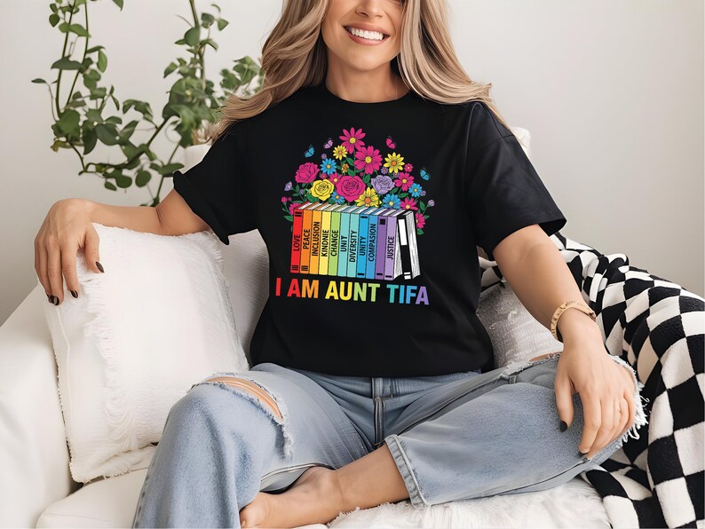 I Am Aunt Tifa SVG PNG Book Stack SVG Equality Love Peace Diversity ...