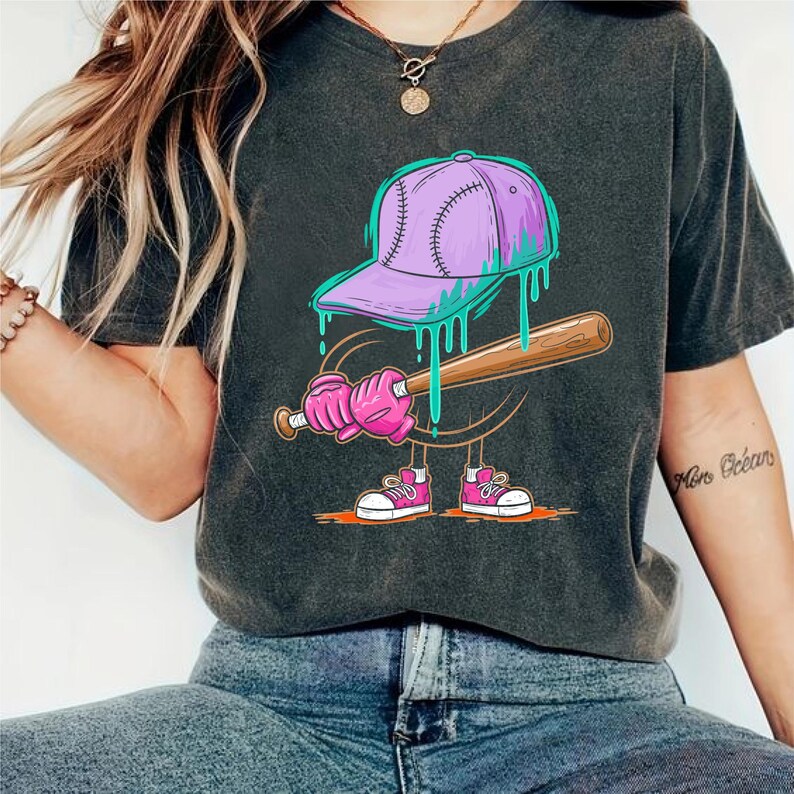 Dripping Baseball Cap Cartoon SVG PNG Design With Bat Gloves and ...