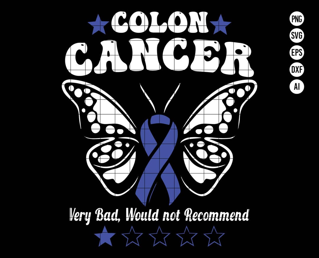 Colon Cancer Awareness Butterfly SVG PNG, Colon Cancer Support Blue ...