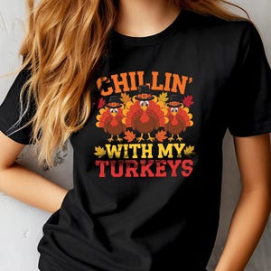 Chillin' With My Turkeys SVG PNG, Funny Thanksgiving Turkey Clipart ...