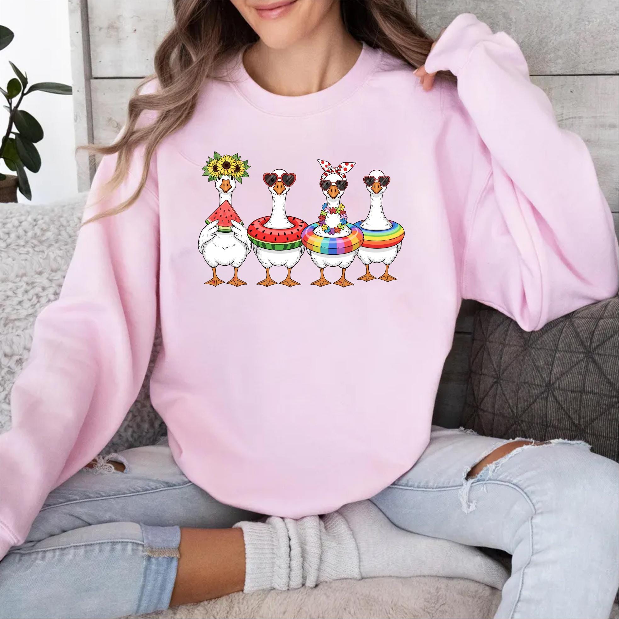 Summer Goose Pool Float SVG PNG Funny Duck Clipart With Floaties and ...