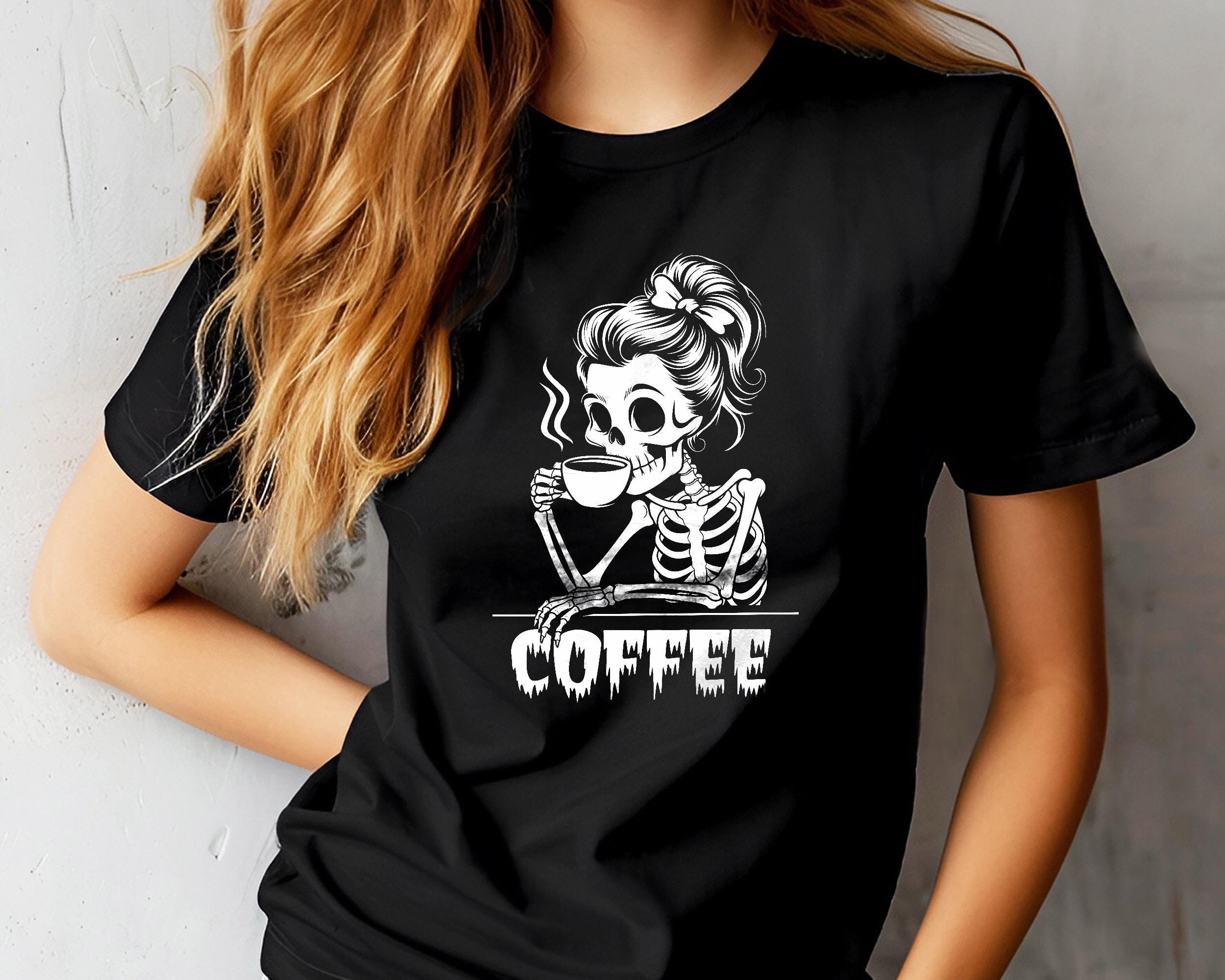 Skeleton Coffee Lover SVG PNG, Halloween Skeleton Drinking Coffee ...