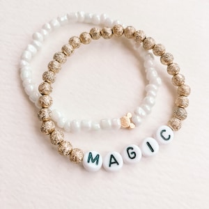 Gold Stretchy Bracelet Set, Disney Inspired Stacking Bracelets, Mickey ...