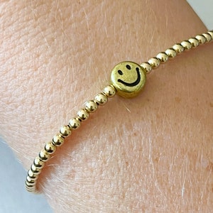 Gold Smiley Face Bracelet, Personalized Mother's Day Gift for Her ...
