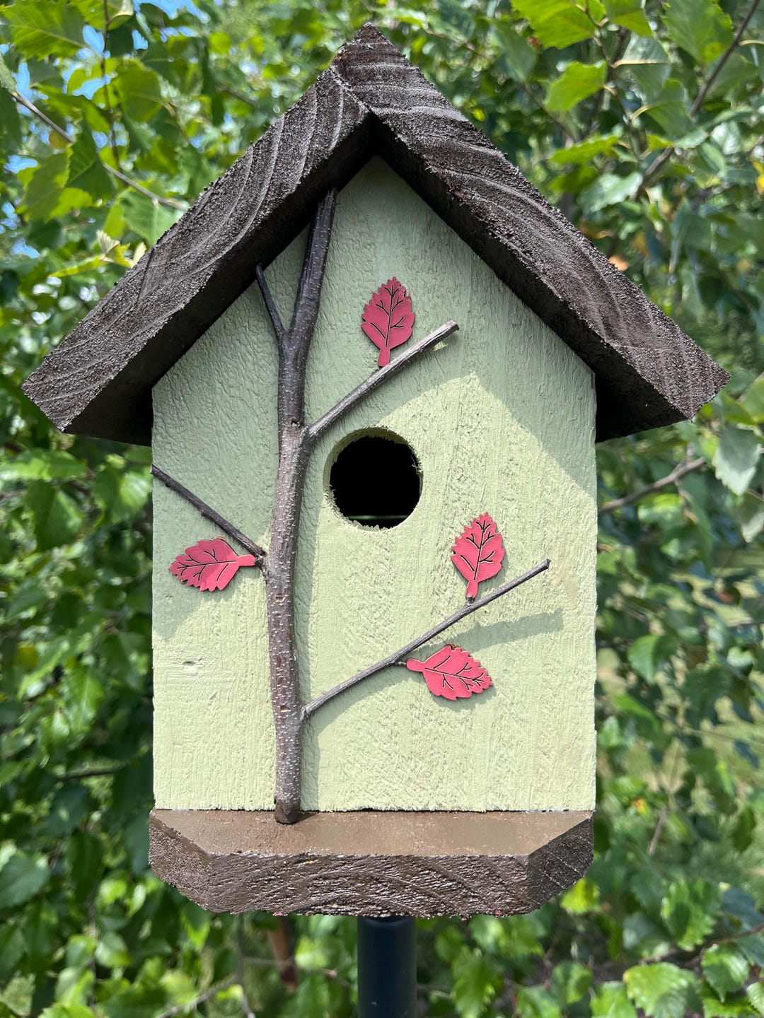 Handmade Rustic Birdhouse With River Birch Branches and Painted Wood ...