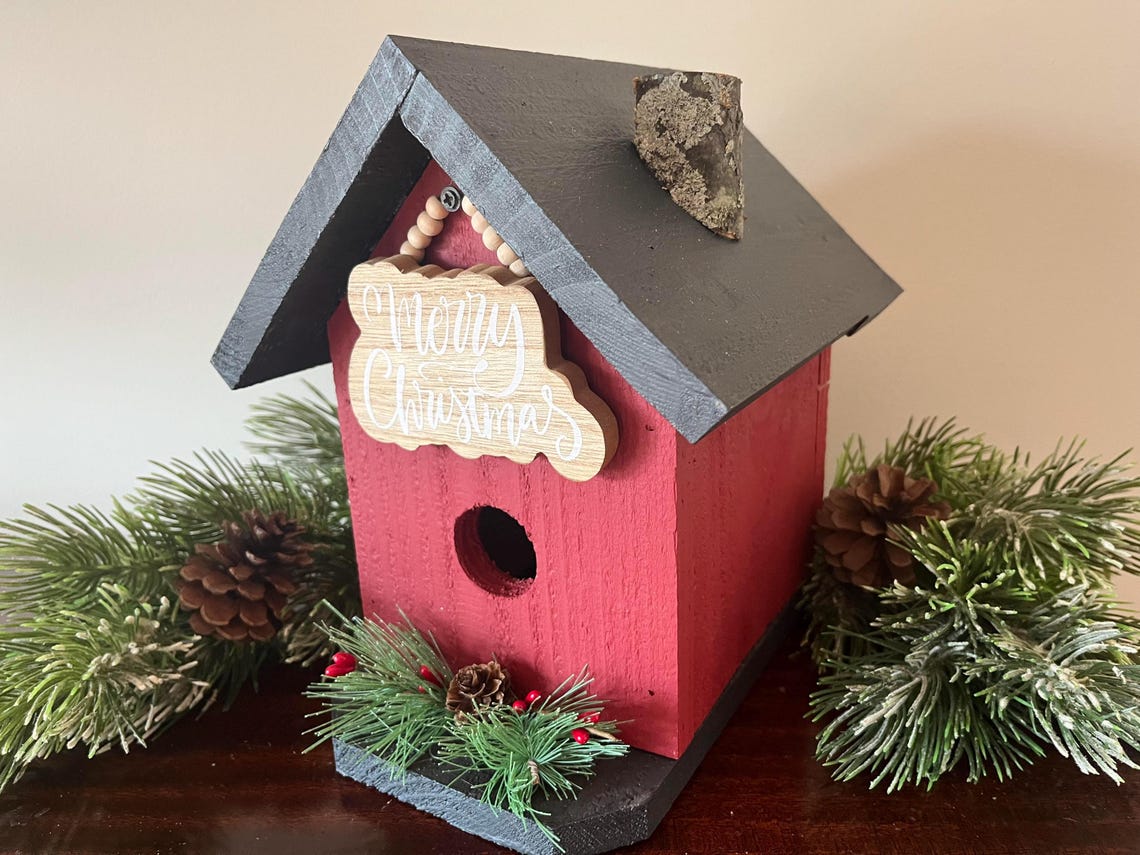Christmas Birdhouse / Rustic Birdhouse/ Handmade Cedar Birdhouse - Etsy