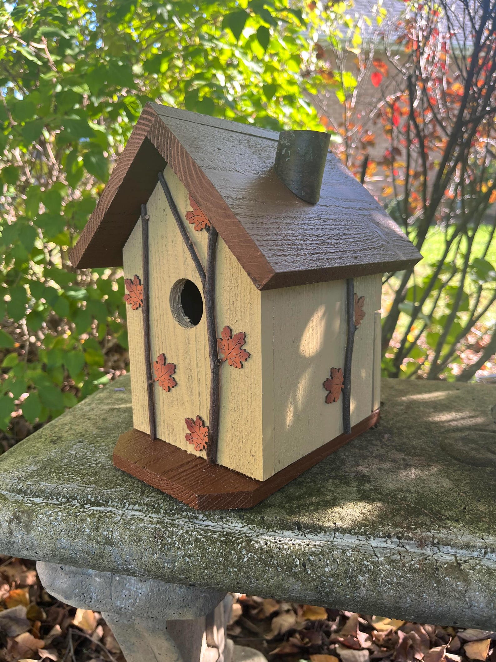 Rustic Outdoor Birdhouse With River Birch Branches and Painted Wood ...
