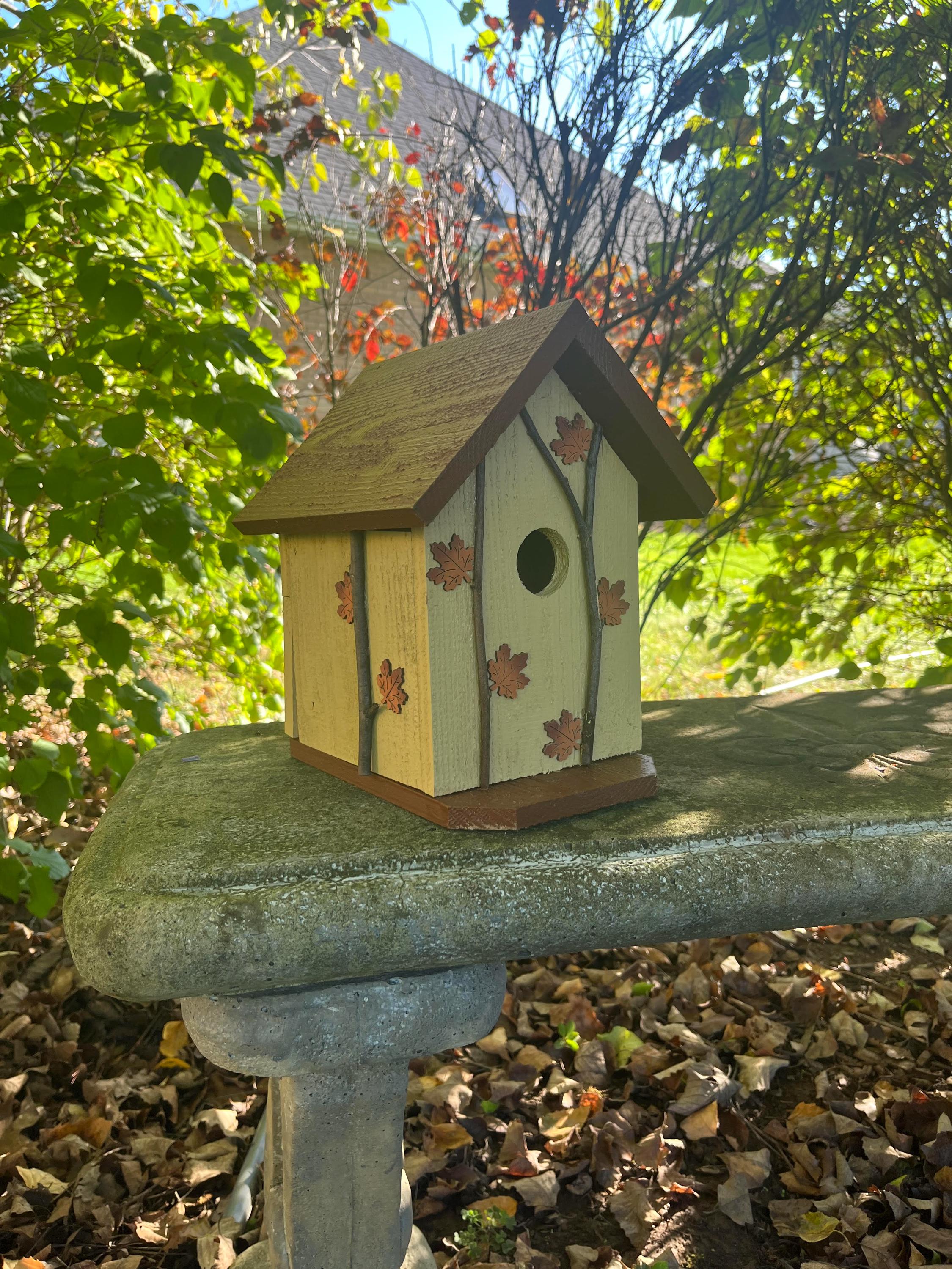 Rustic Outdoor Birdhouse With River Birch Branches and Painted Wood ...