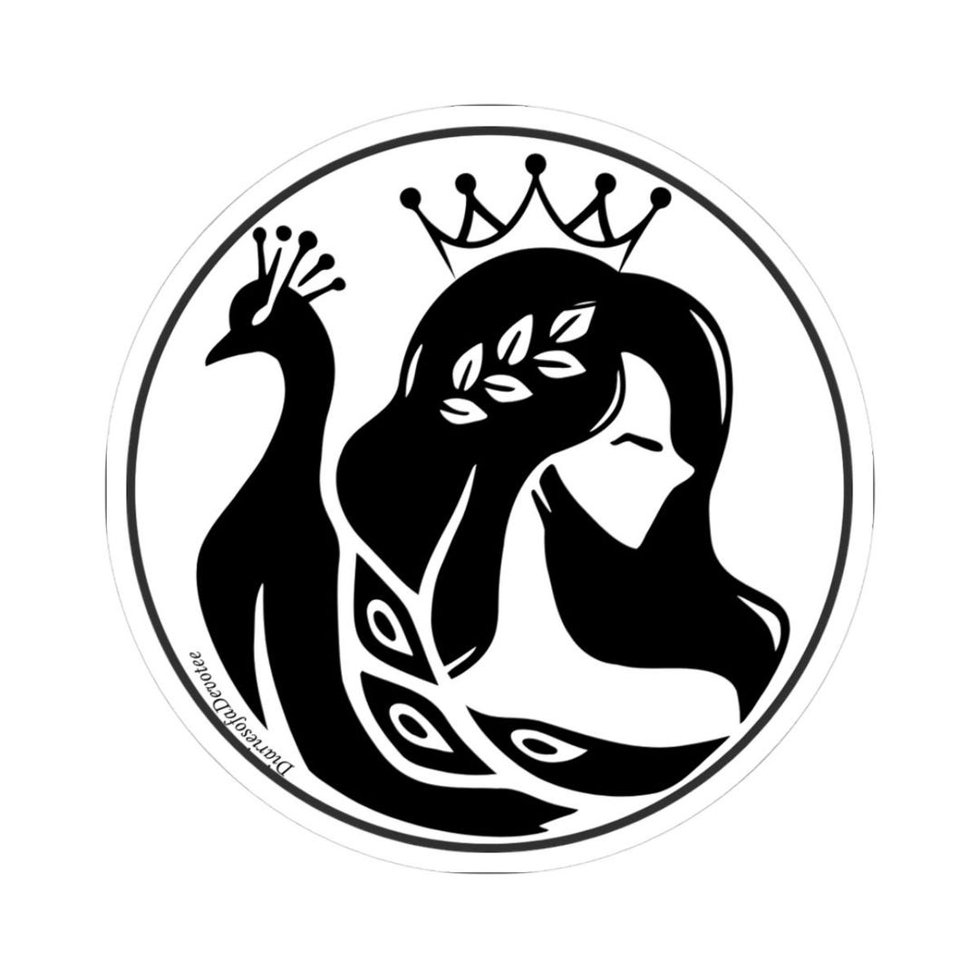 Hera Symbol Sticker | Greek Goddess Monochrome Art | Crown & Peacock ...