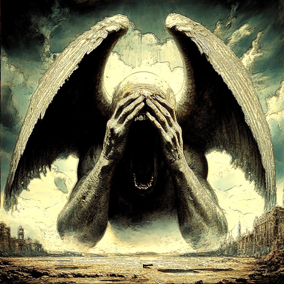 Dark Fallen Angel Digital Art | Gothic Wall Art | Screaming Angel Print ...