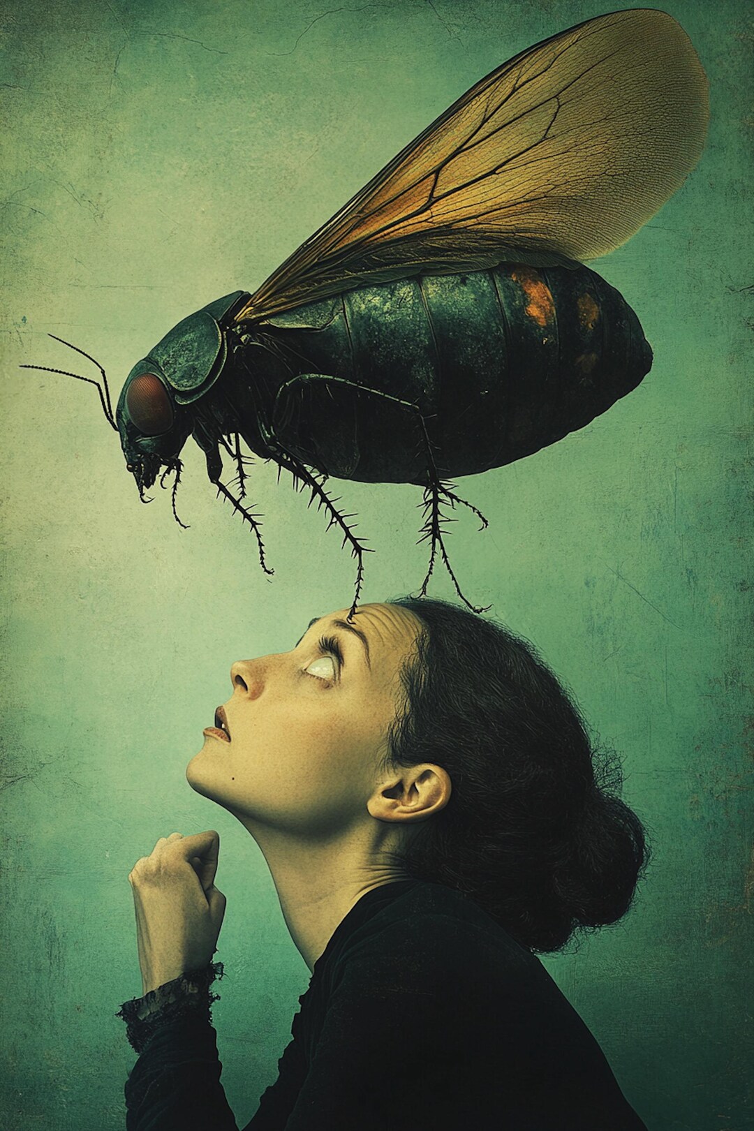 Surreal Dark Art Print – Woman and Giant Insect - Moody Gothic Fantasy ...