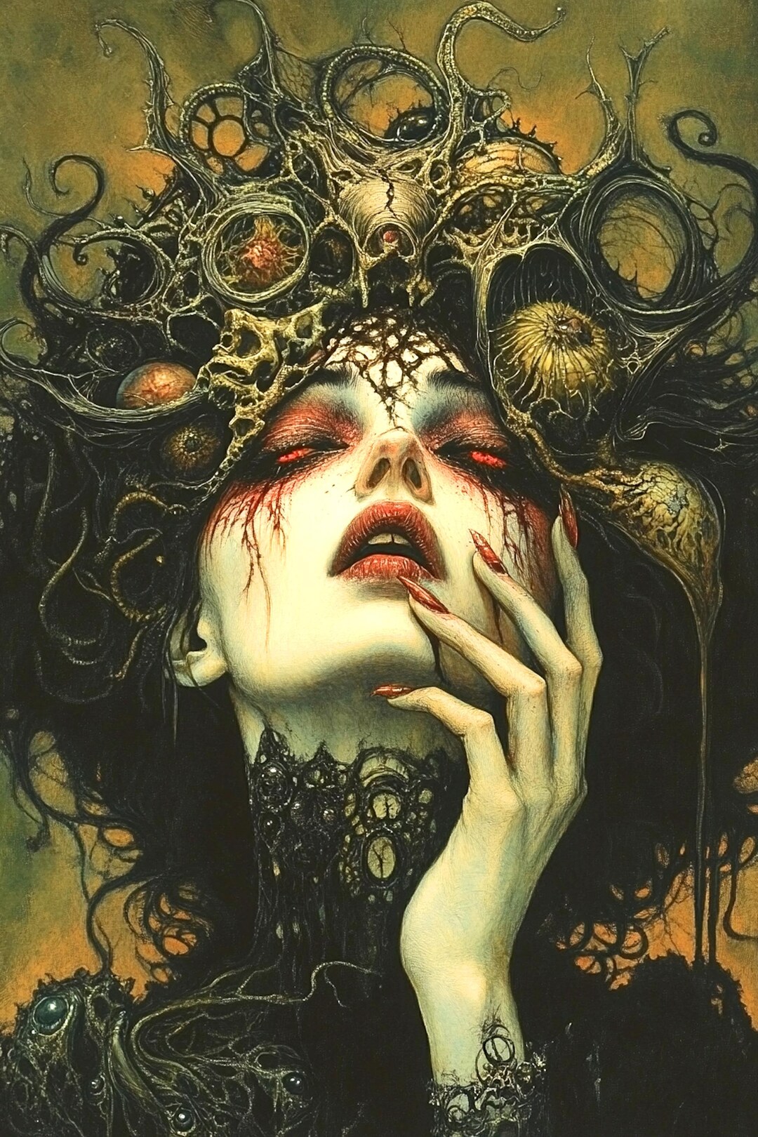 Dark Gothic Medusa Art Print - Surreal Horror Fantasy Wall Art ...